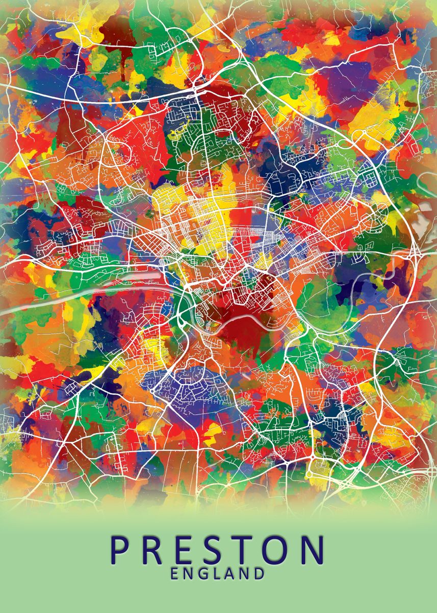 'Preston England City Map' Poster by City Map Art Prints | Displate