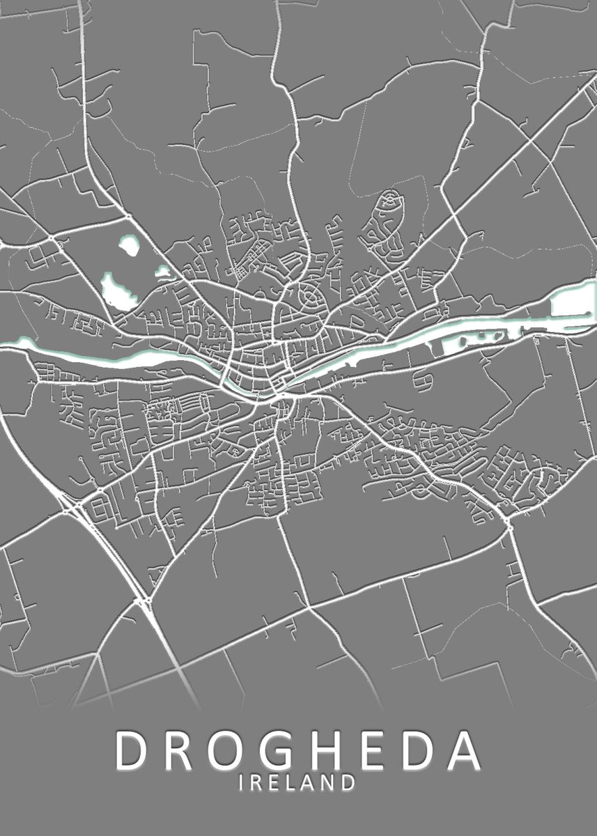 'Drogheda Ireland City Map' Poster, picture, metal print, paint by City ...