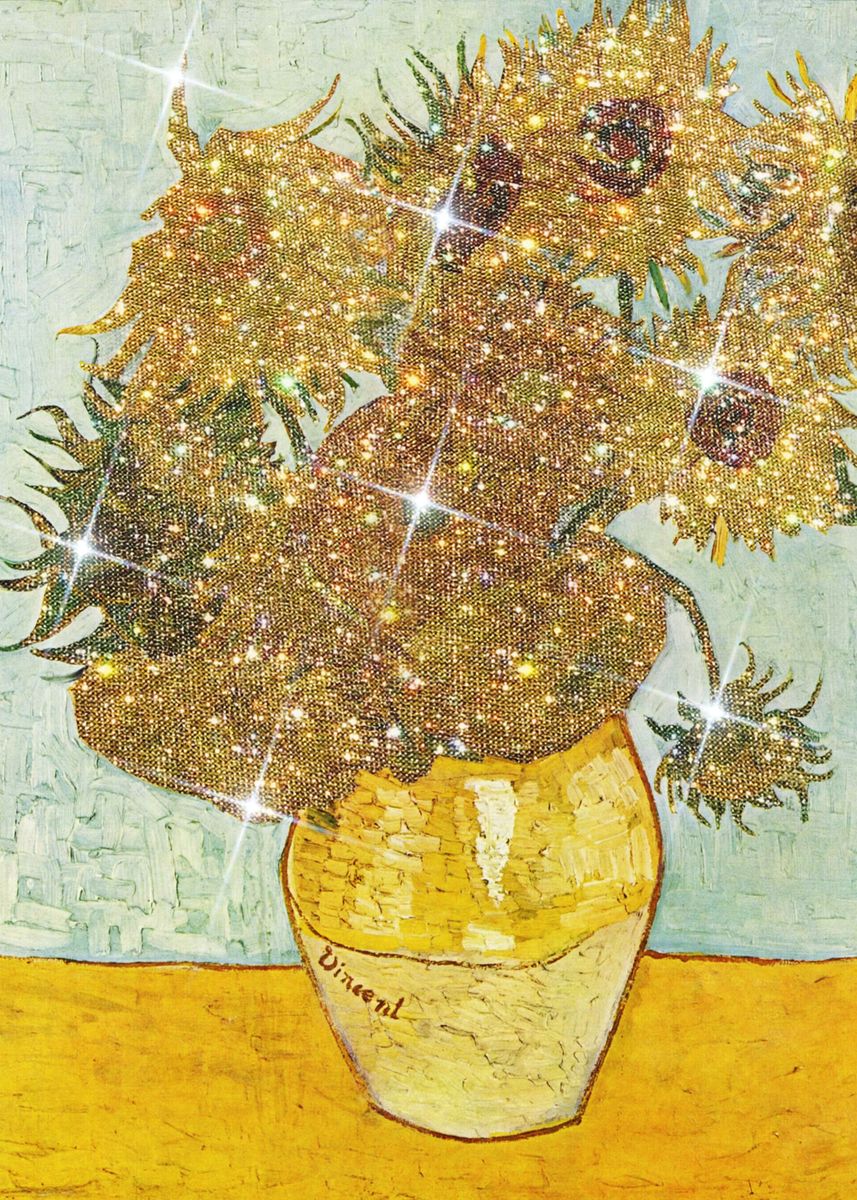 'glitter flower' Poster, picture, metal print, paint by Artelele | Displate