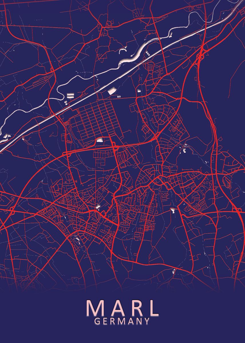 'Marl Germany City Map' Poster, picture, metal print, paint by City Map ...
