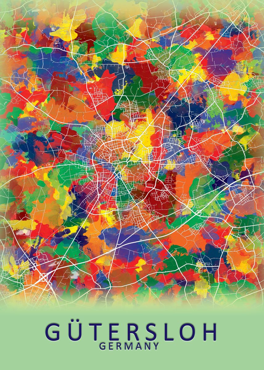 'Gutersloh Germany City Map' Poster, picture, metal print, paint by ...