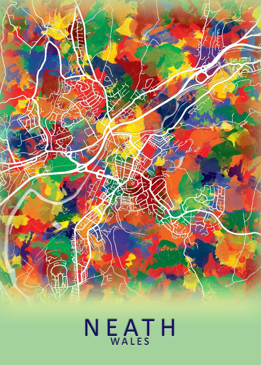 'Neath Wales City Map' Poster by City Map Art Prints | Displate