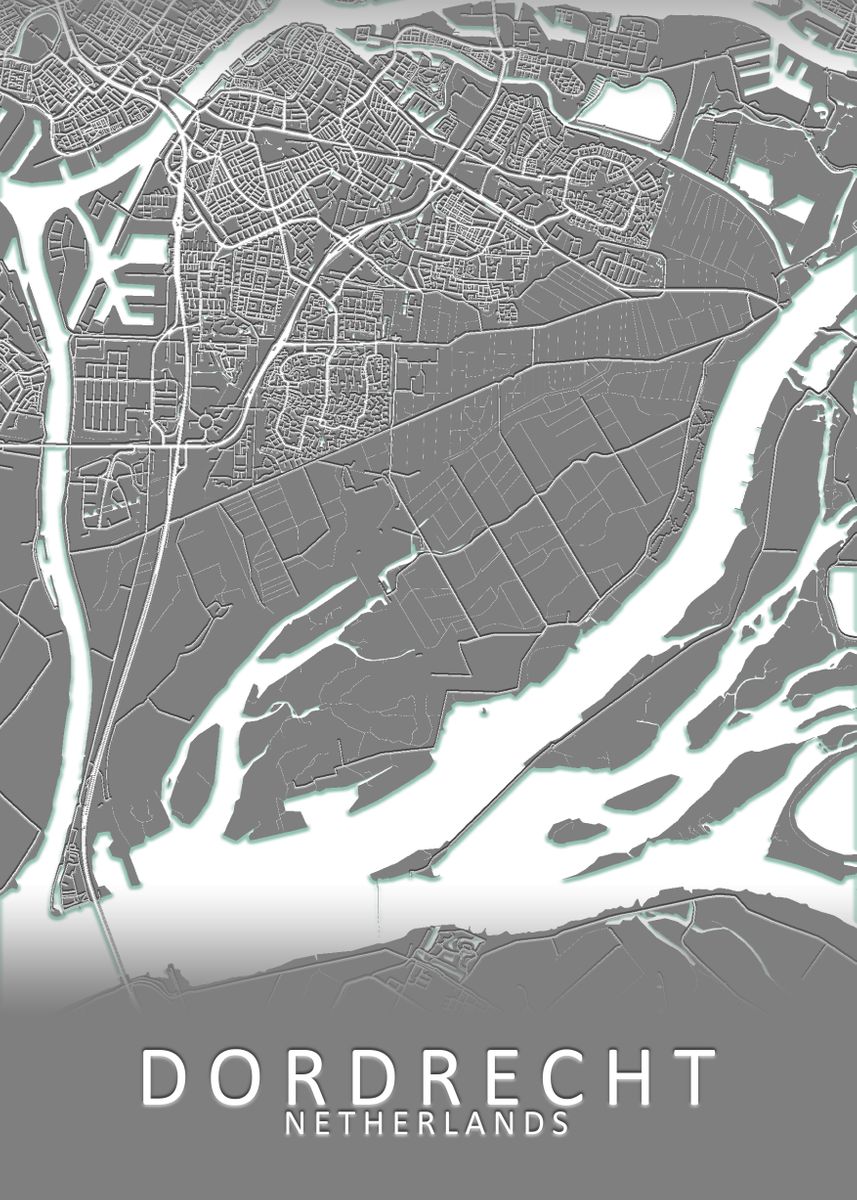 'Dordrecht Netherlands Map' Poster, picture, metal print, paint by City ...