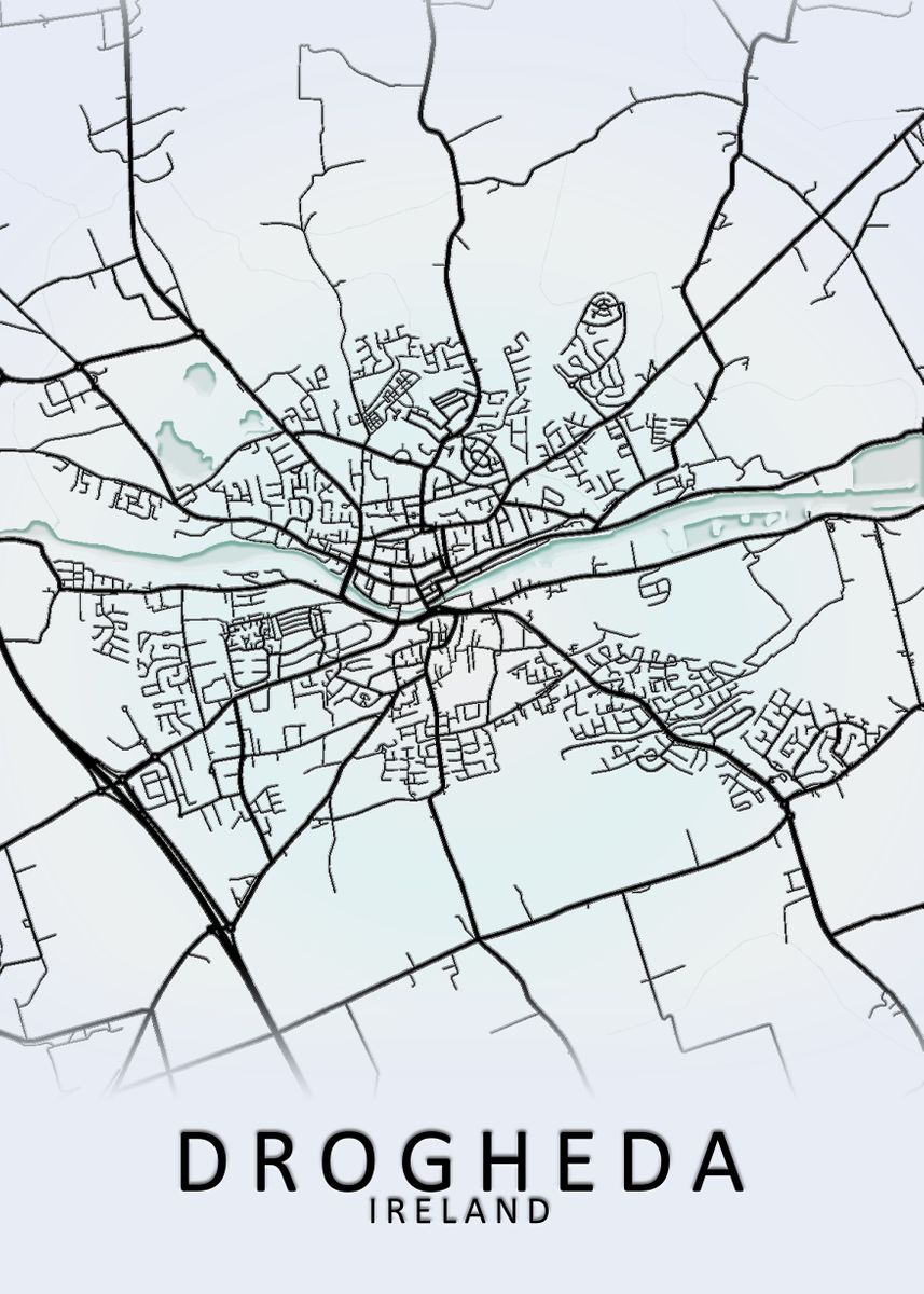 'Drogheda Ireland City Map' Poster, picture, metal print, paint by City ...