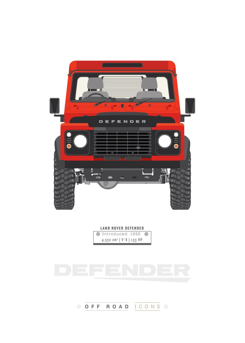 'Defender Color' Poster, picture, metal print, paint by Off Road Icons ...