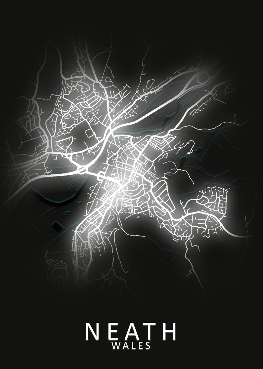 'Neath Wales City Map' Poster, picture, metal print, paint by City Map ...