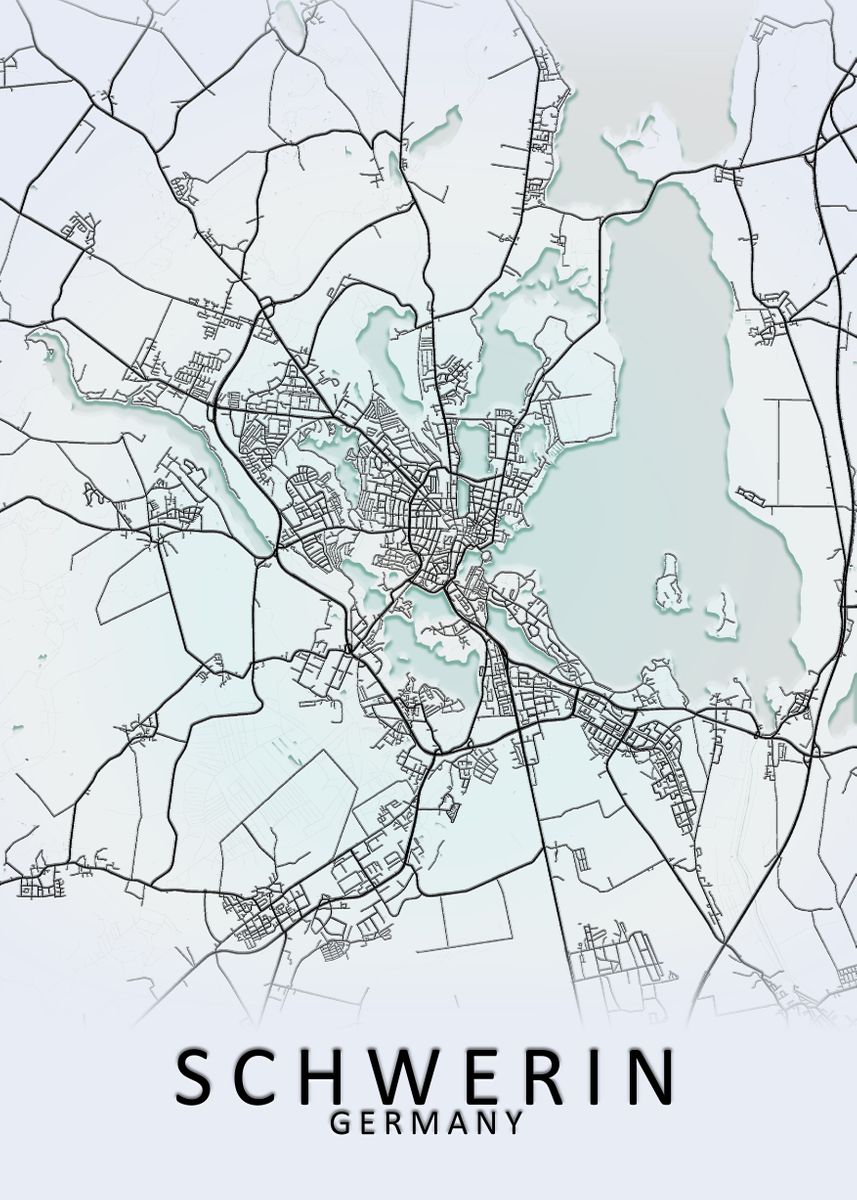 'Schwerin Germany City Map' Poster, picture, metal print, paint by City ...