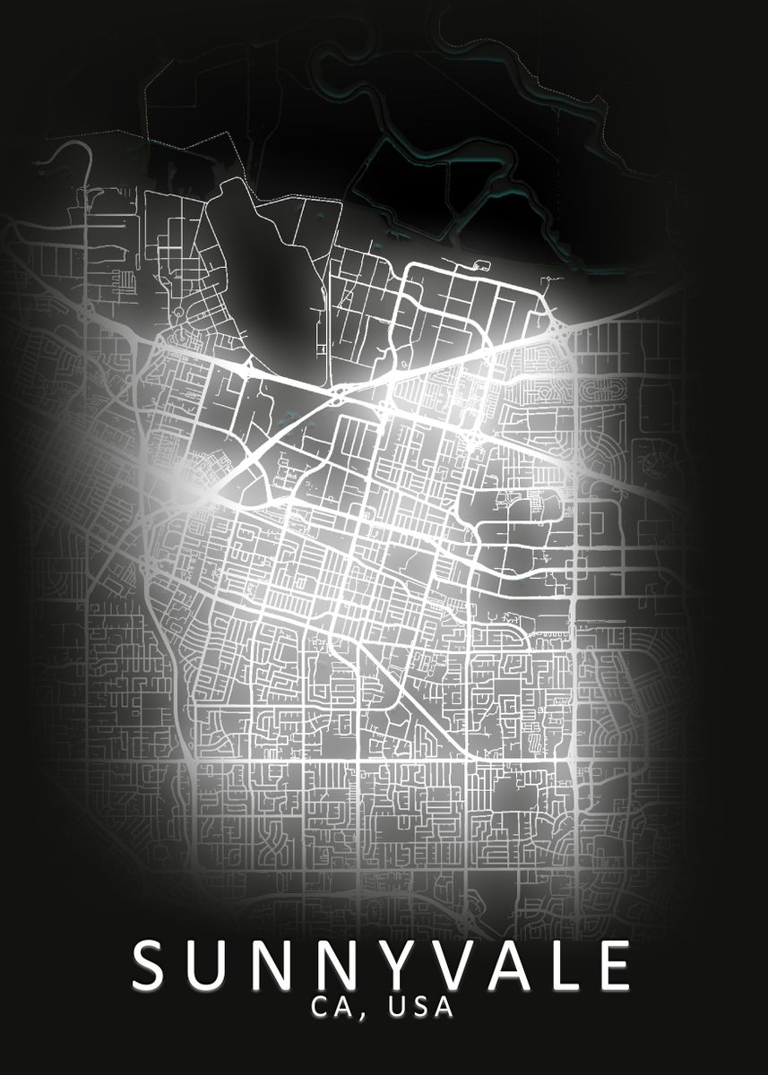 'Sunnyvale CA USA City Map' Poster, picture, metal print, paint by City ...