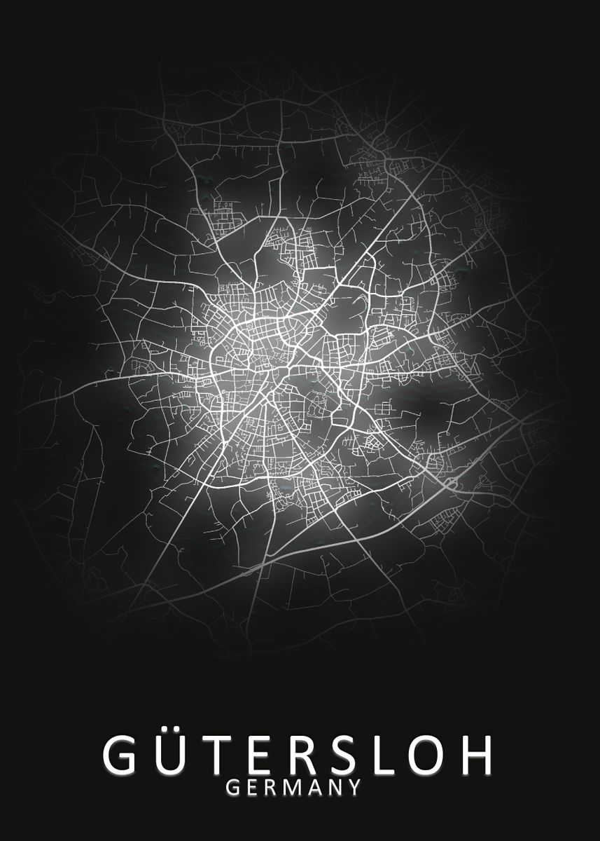 'Gutersloh Germany City Map' Poster, picture, metal print, paint by ...