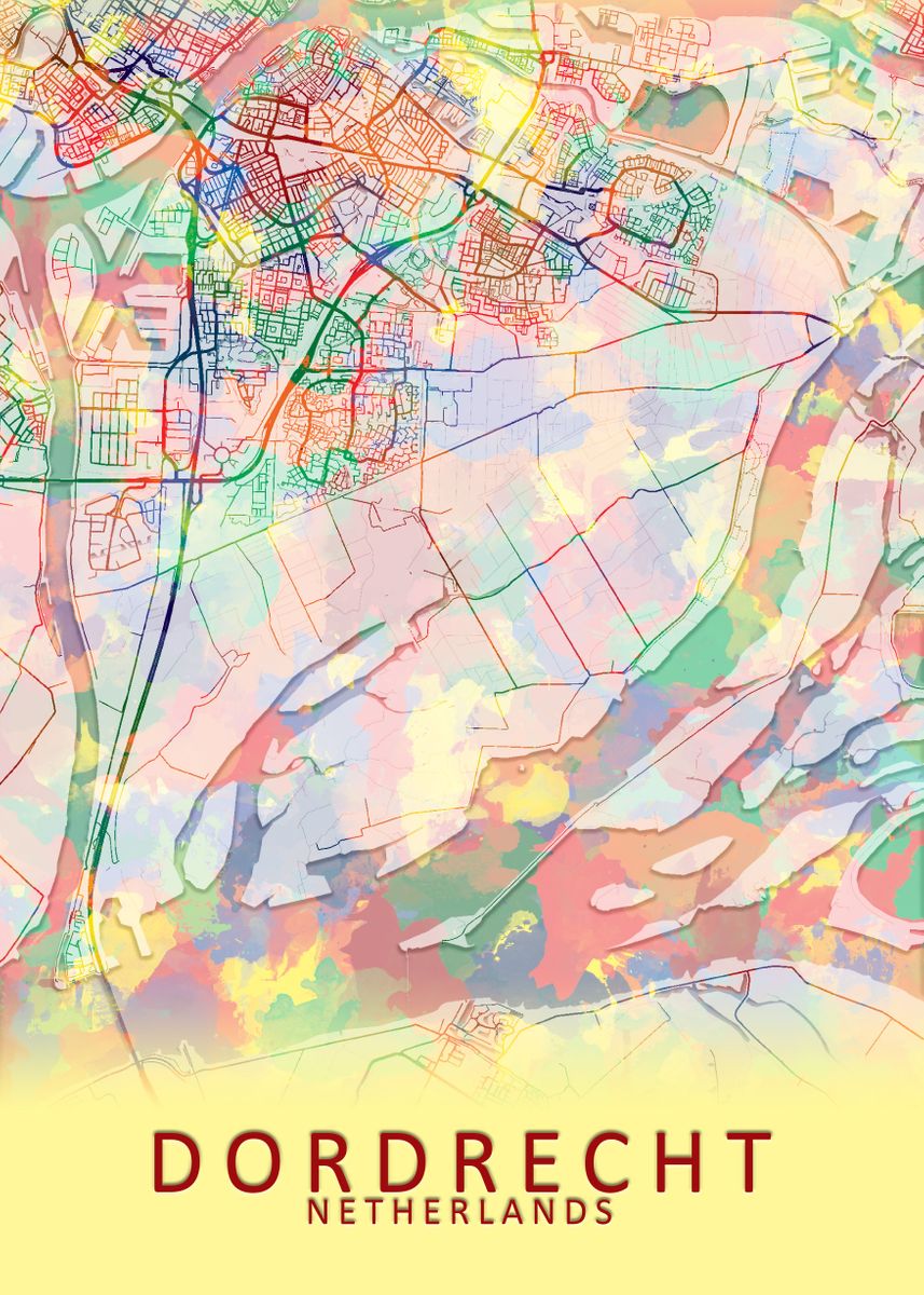 'Dordrecht Netherlands Map' Poster by City Map Art Prints | Displate