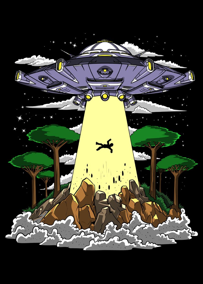 'Alien Abduction Space UFO' Poster, picture, metal print, paint by ...