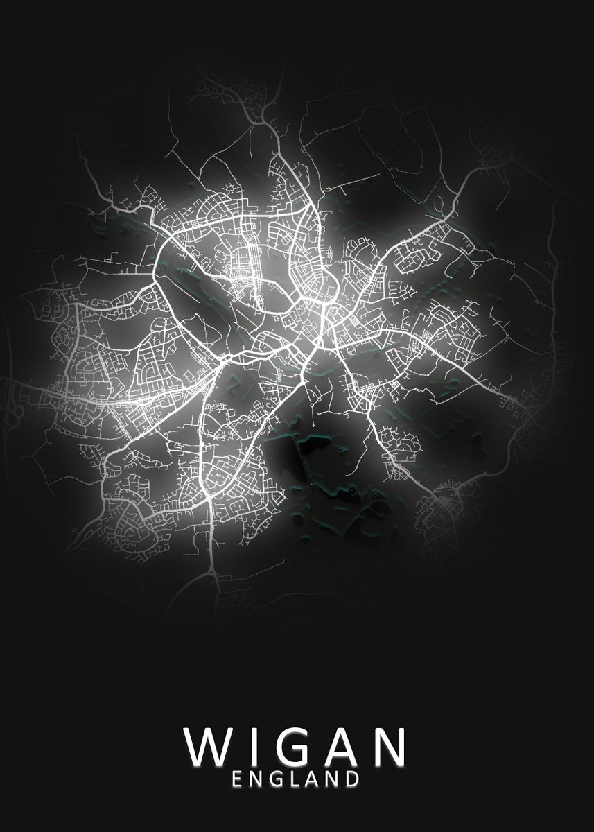 'Wigan England City Map' Poster by City Map Art Prints | Displate