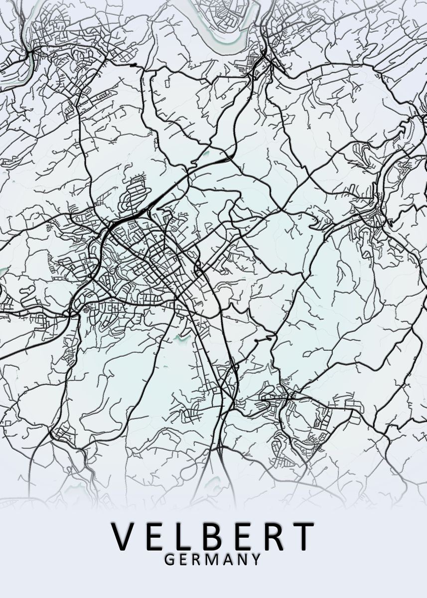 'Velbert Germany City Map' Poster, picture, metal print, paint by City ...