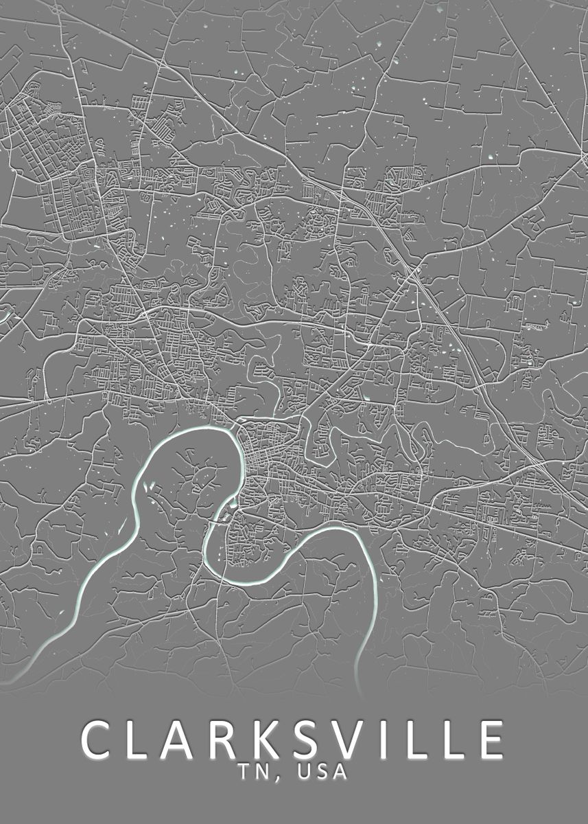 'Clarksville TN USA Map' Poster, picture, metal print, paint by City ...