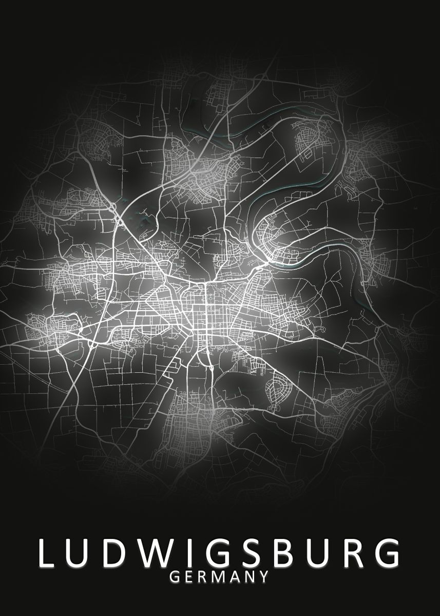 'Ludwigsburg Germany Map' Poster, picture, metal print, paint by City ...