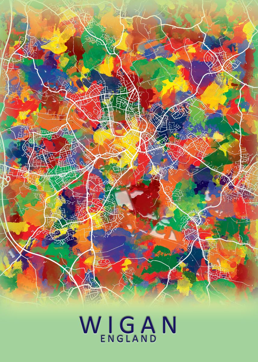 'Wigan England City Map' Poster, picture, metal print, paint by City ...