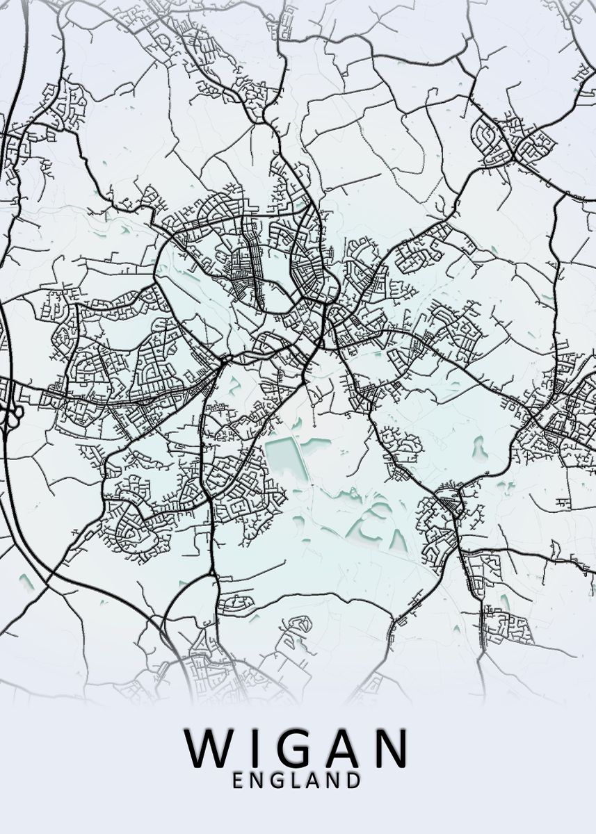 'Wigan England City Map' Poster by City Map Art Prints | Displate