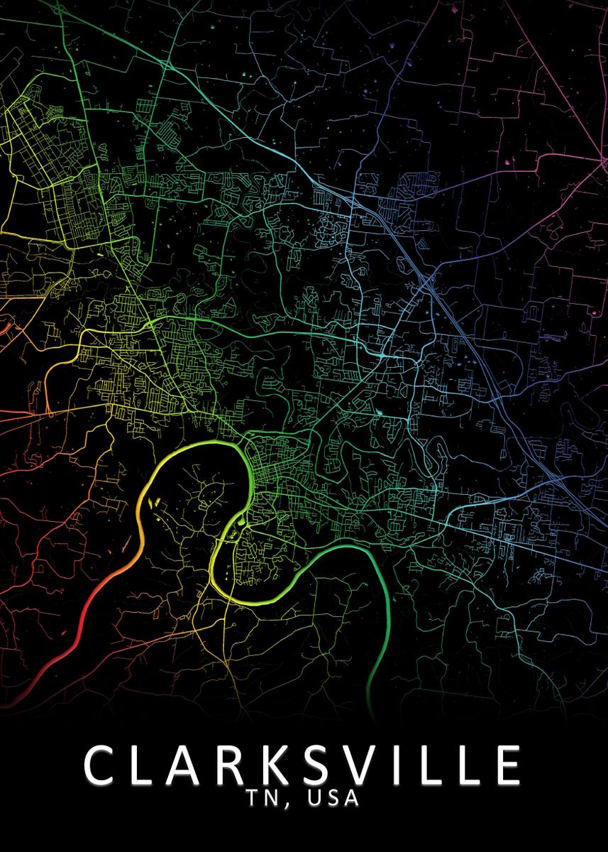 'Clarksville TN USA Map' Poster, picture, metal print, paint by City ...