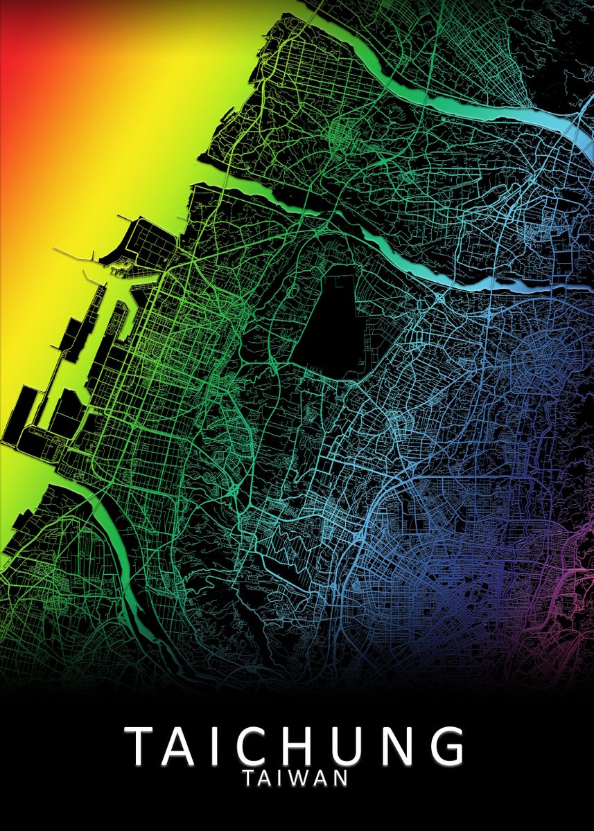 'Taichung Taiwan City Map' Poster by City Map Art Prints | Displate