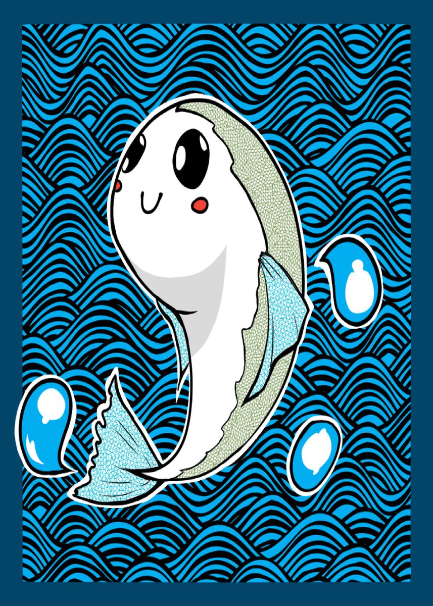 'Kawaii Fish' Poster, picture, metal print, paint by Kuroko | Displate