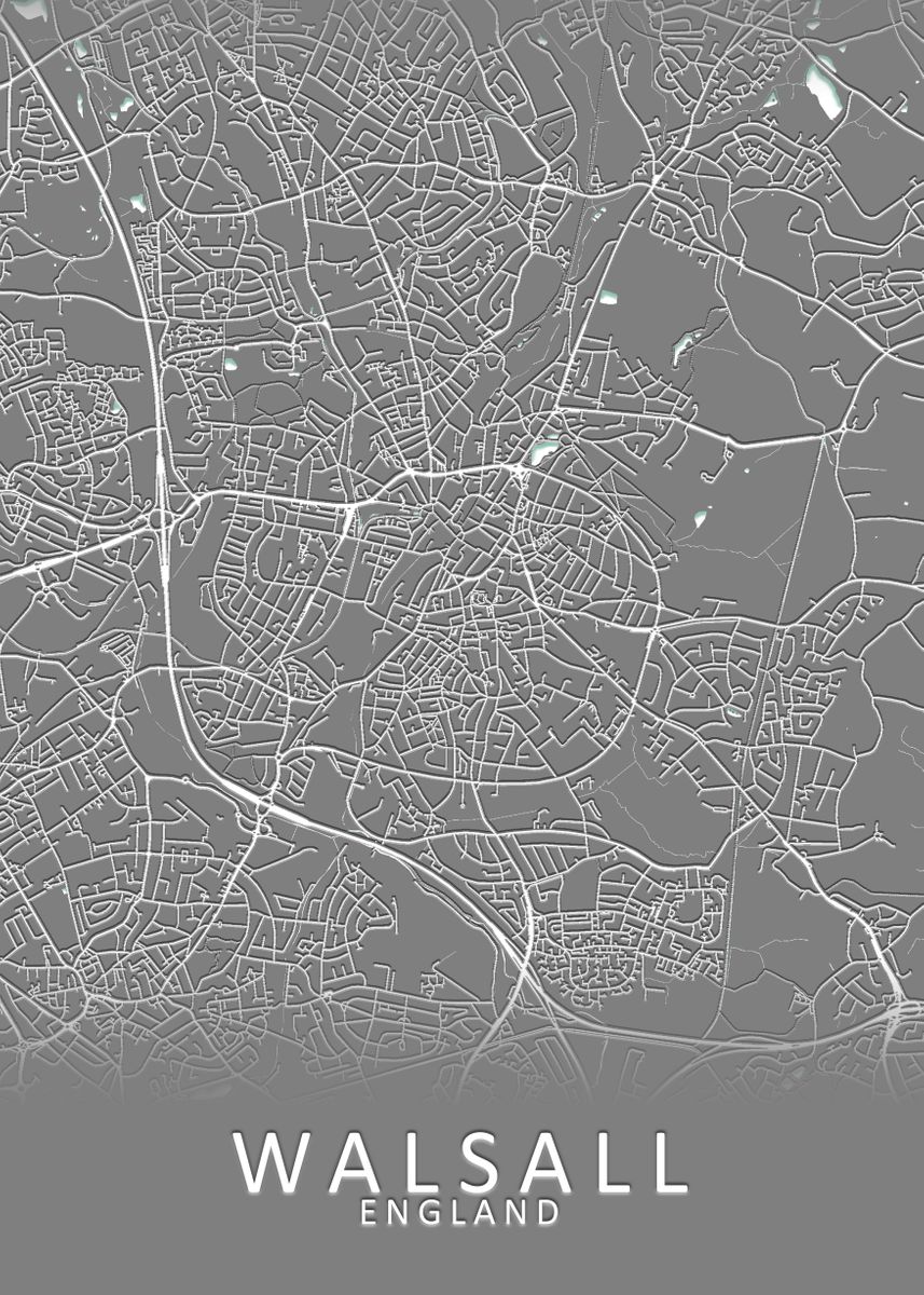 'Walsall England City Map' Poster, picture, metal print, paint by City ...