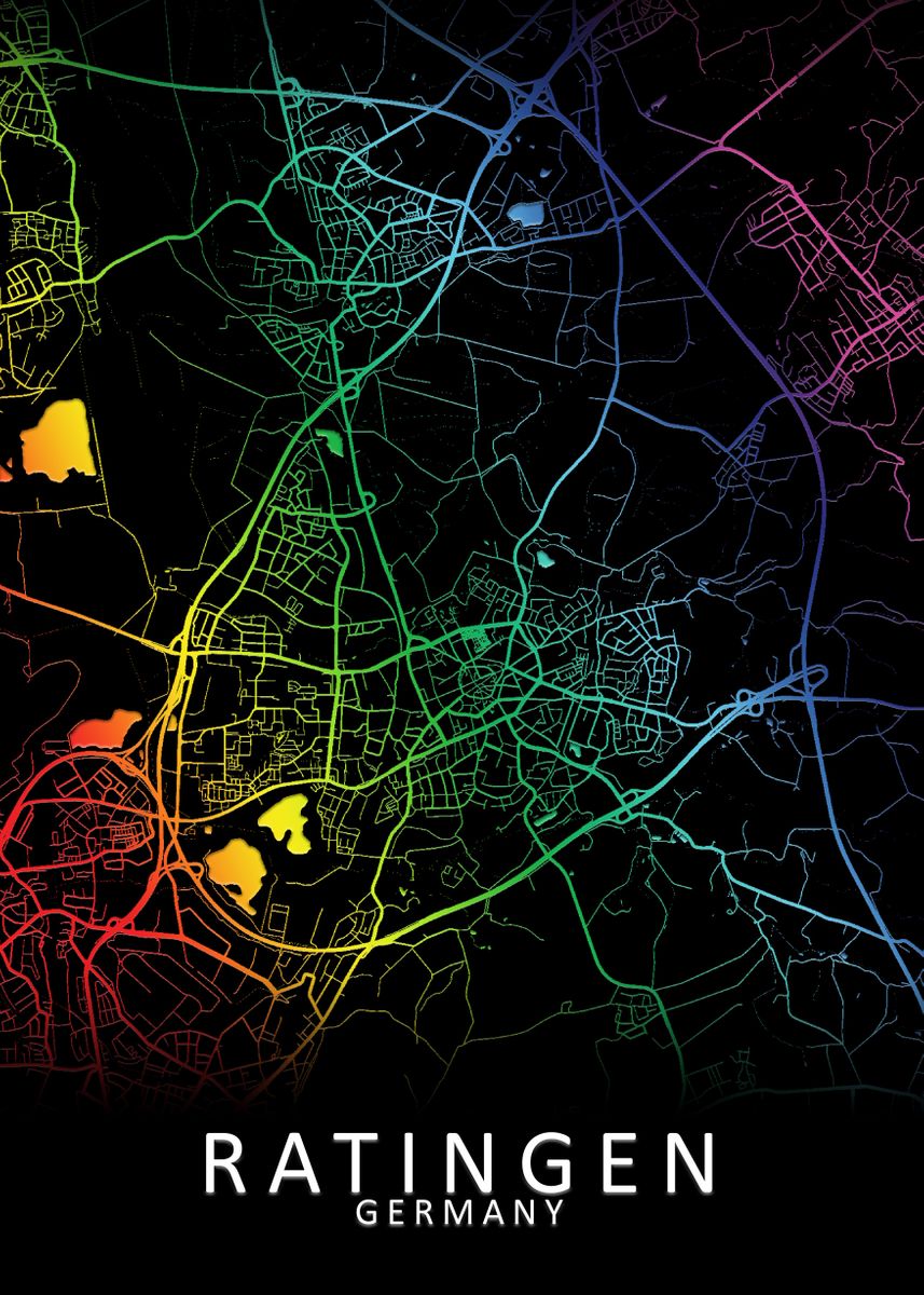 'Ratingen Germany City Map' Poster, picture, metal print, paint by City ...