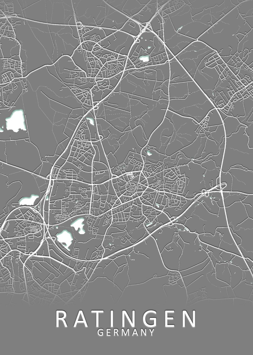 'Ratingen Germany City Map' Poster, picture, metal print, paint by City ...