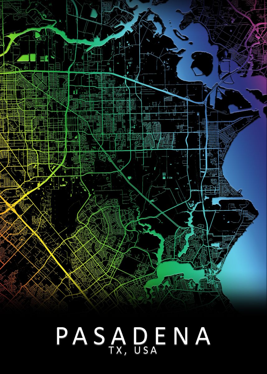 'Pasadena TX USA City Map' Poster, picture, metal print, paint by City ...