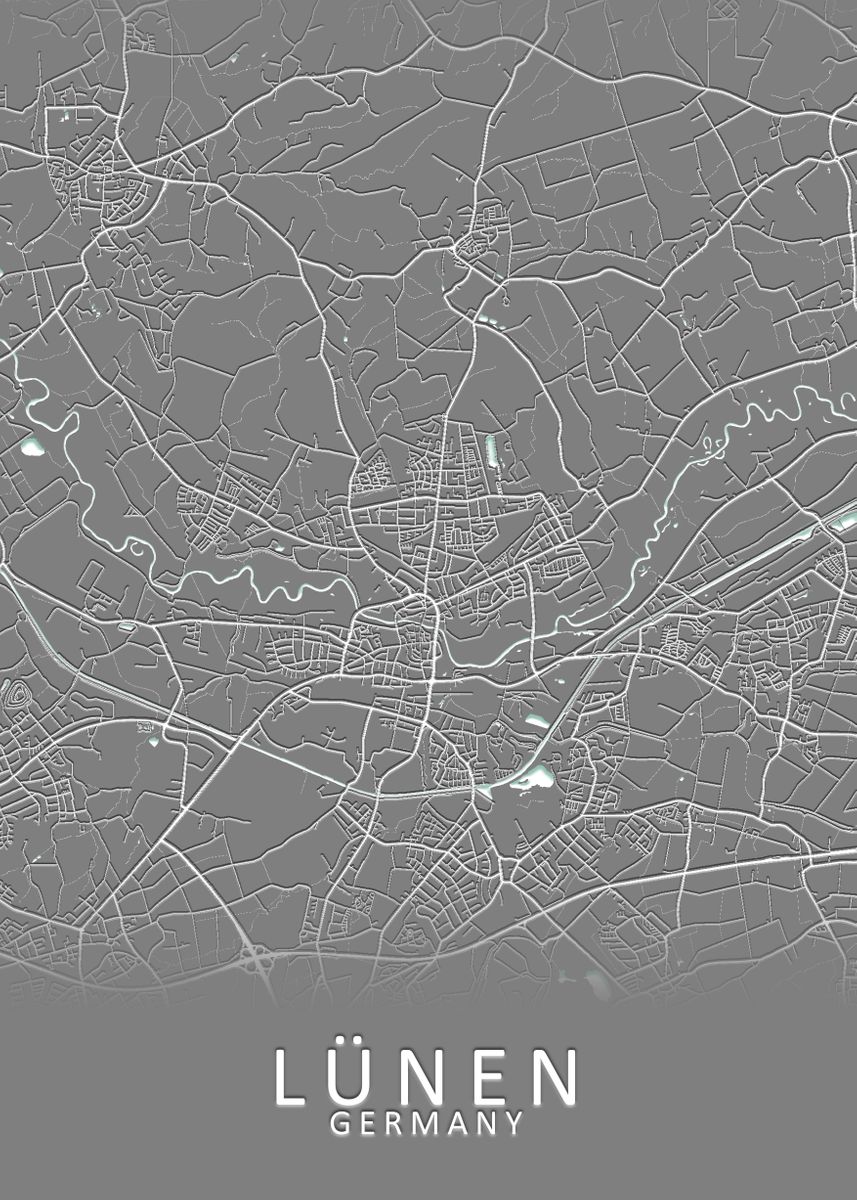 'Lunen Germany City Map' Poster, picture, metal print, paint by City ...