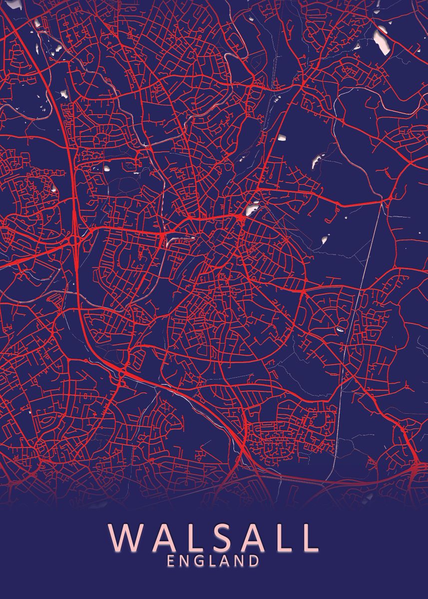 'Walsall England City Map' Poster, picture, metal print, paint by City ...