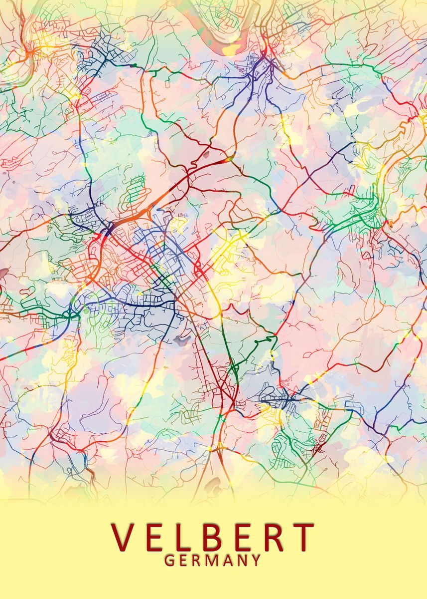 'Velbert Germany City Map' Poster by City Map Art Prints | Displate