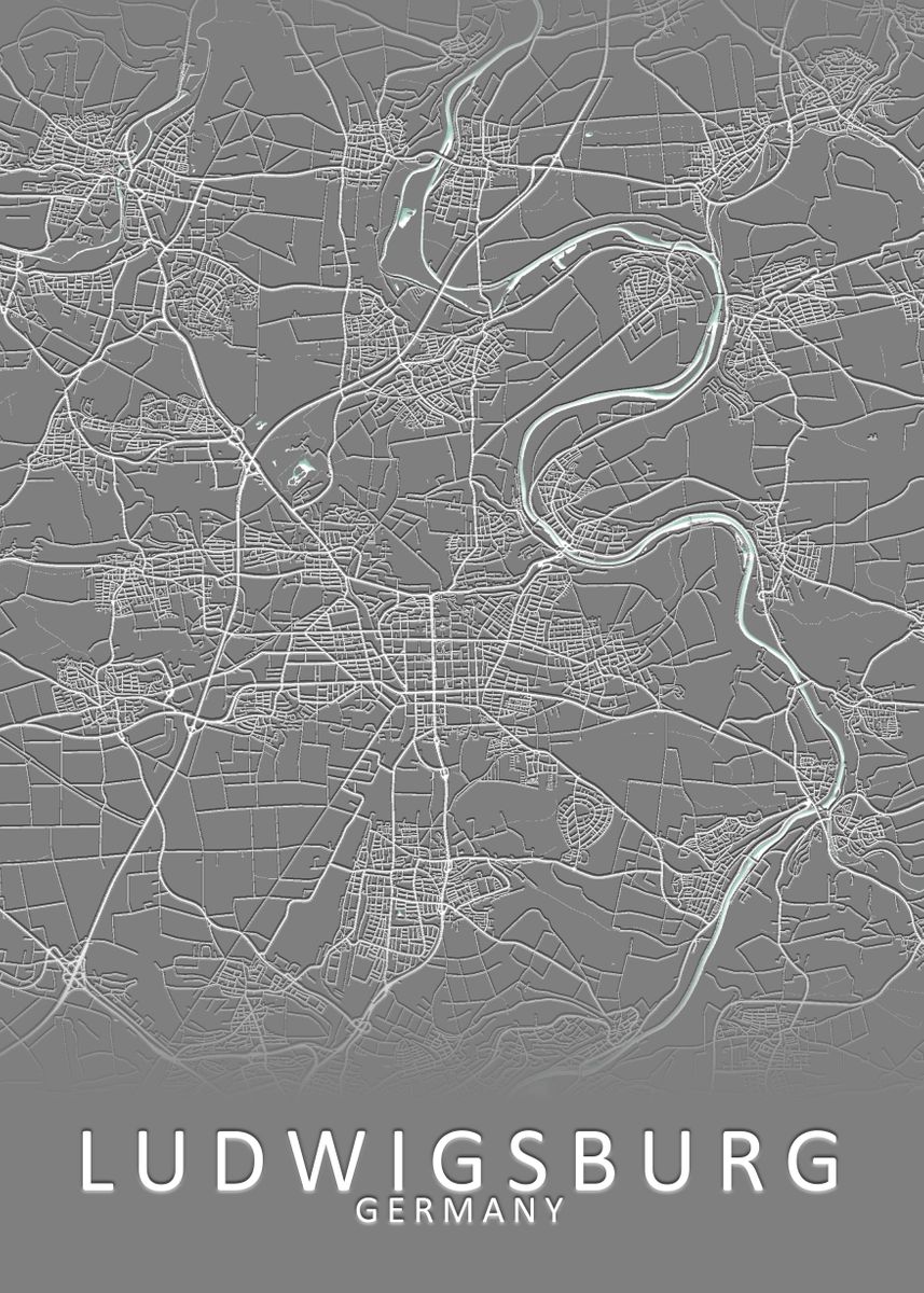 'Ludwigsburg Germany Map' Poster, picture, metal print, paint by City ...