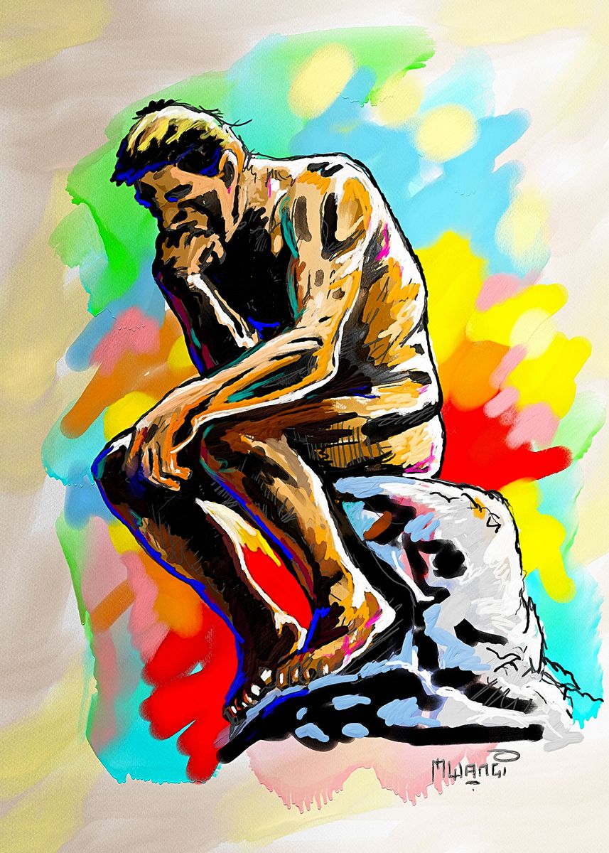 'Painted Thinker' Poster, picture, metal print, paint by Anthony Mwangi ...