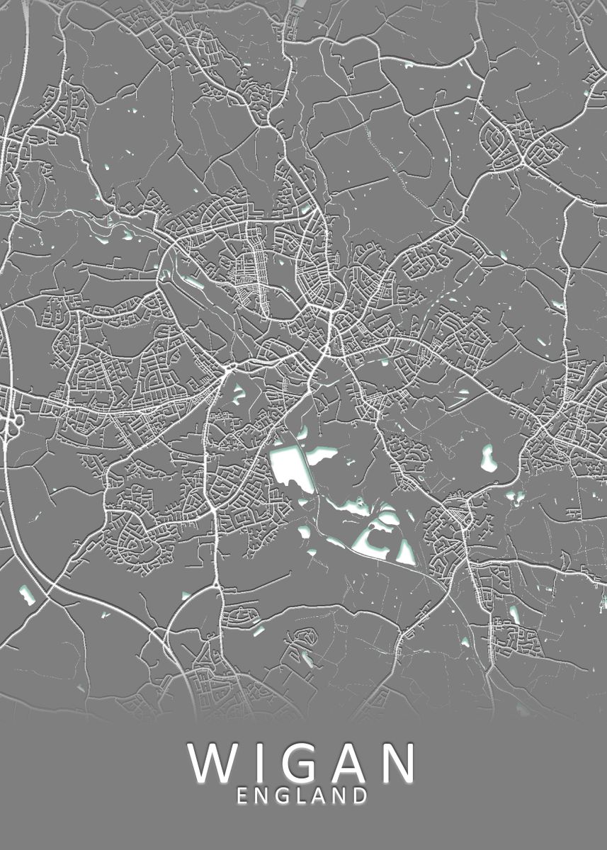 'Wigan England City Map' Poster, picture, metal print, paint by City ...