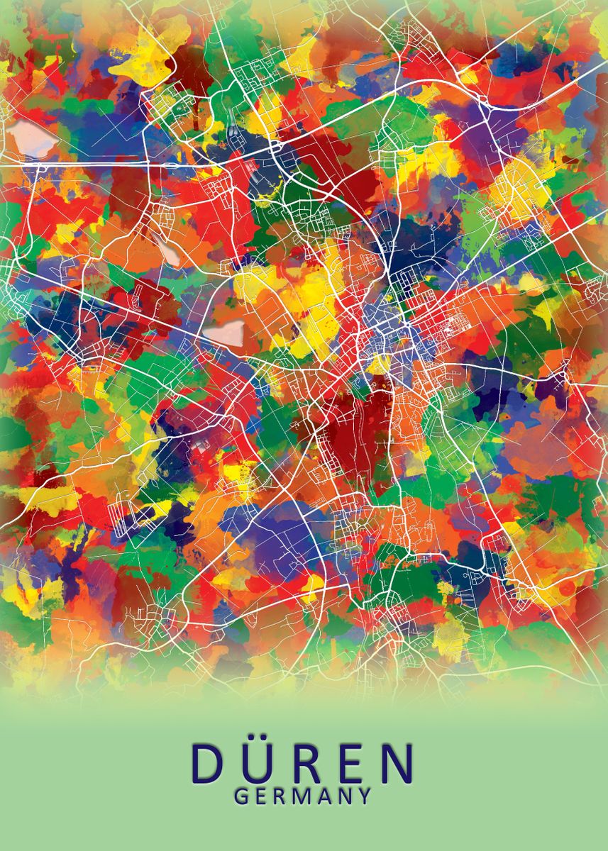 'Duren Germany City Map' Poster, picture, metal print, paint by City ...