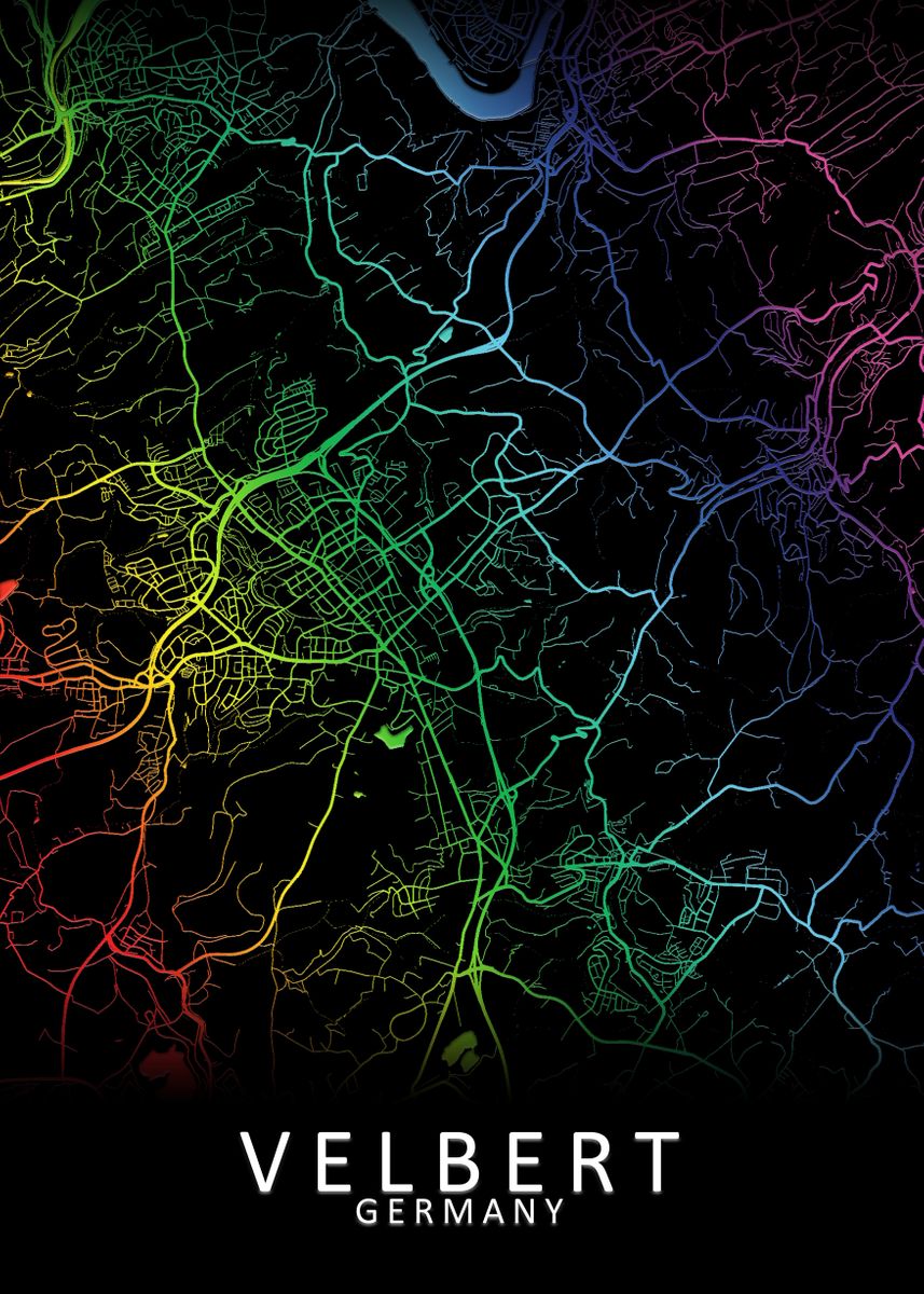 'Velbert Germany City Map' Poster, picture, metal print, paint by City ...