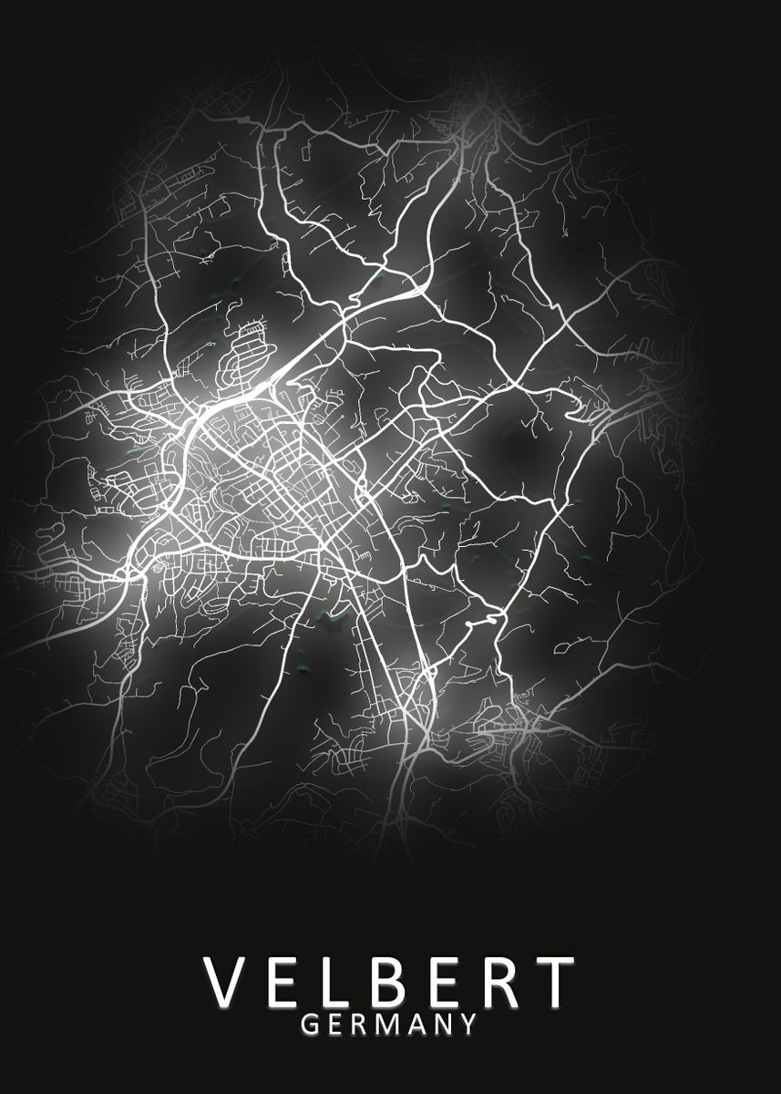 'Velbert Germany City Map' Poster, picture, metal print, paint by City ...