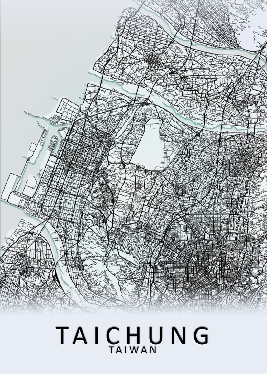 'Taichung Taiwan City Map' Poster, picture, metal print, paint by City ...