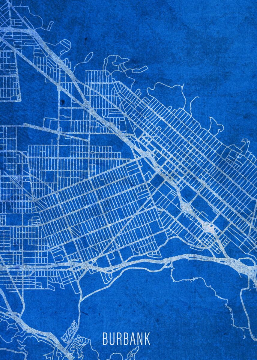 'Burbank City Street Map' Poster, picture, metal print, paint by Design ...
