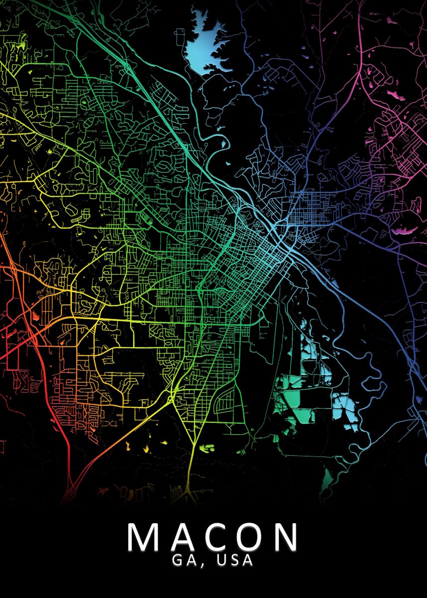 'Macon GA USA City Map' Poster, picture, metal print, paint by City Map ...