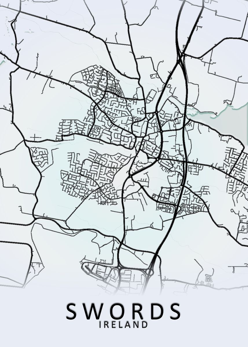 'Swords Ireland City Map' Poster, picture, metal print, paint by City ...
