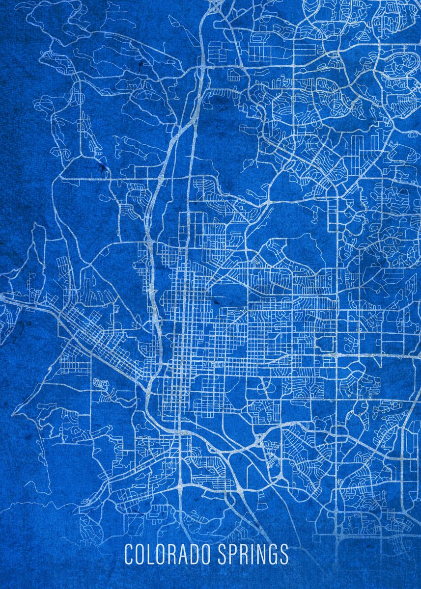 'Colorado Springs City Map' Poster, picture, metal print, paint by ...