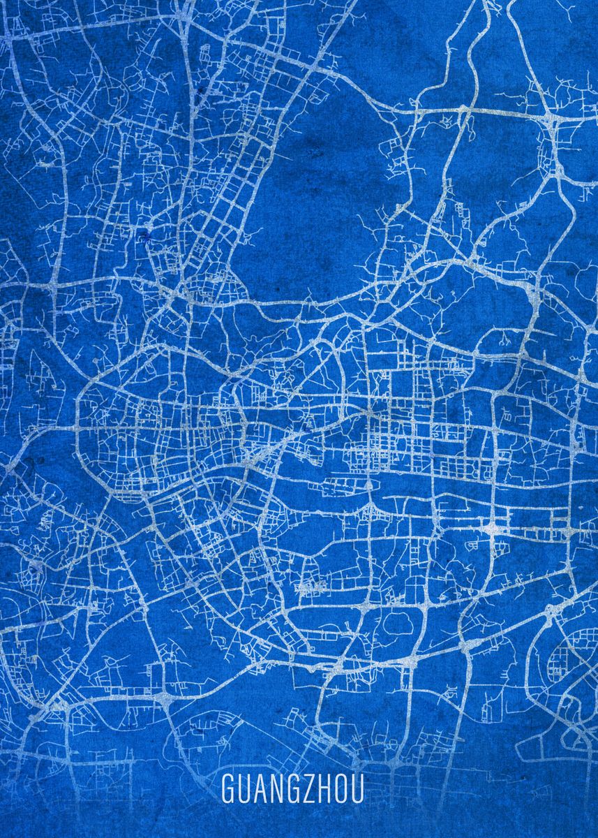 'Guangzhou City Street Map' Poster, picture, metal print, paint by ...
