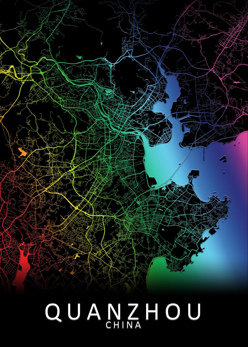 'Quanzhou China City Map' Poster, picture, metal print, paint by City ...