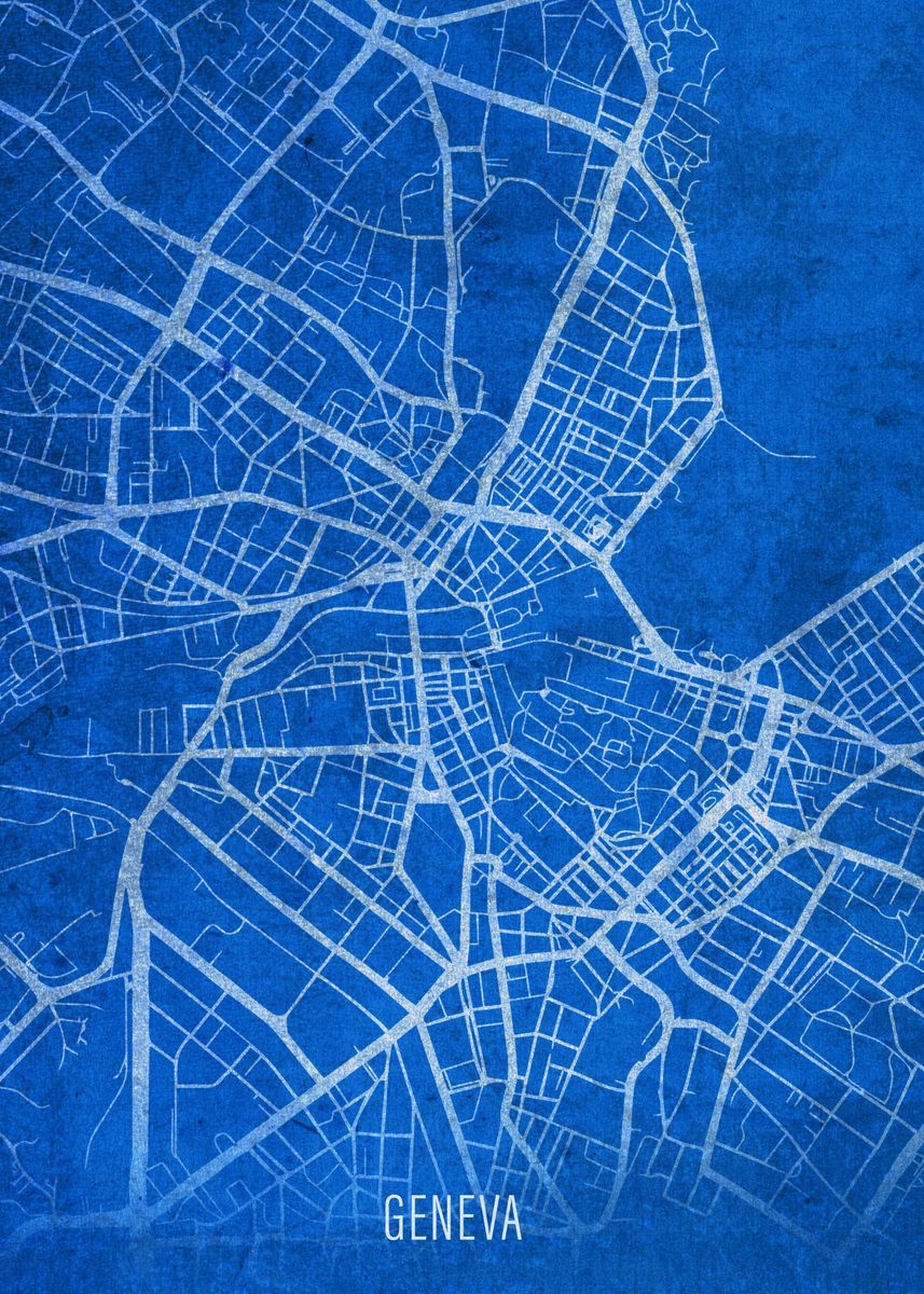 'Geneva City Street Map' Poster, picture, metal print, paint by Design ...