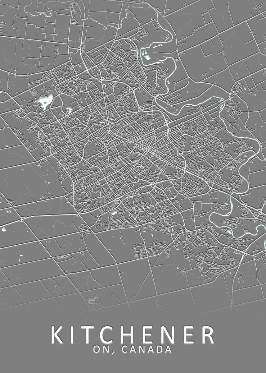 'Kitchener Canada City Map' Poster, picture, metal print, paint by City ...