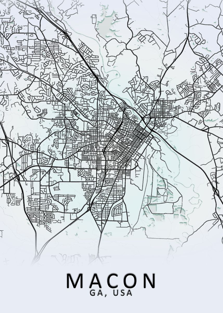 'Macon GA USA City Map' Poster, picture, metal print, paint by City Map ...