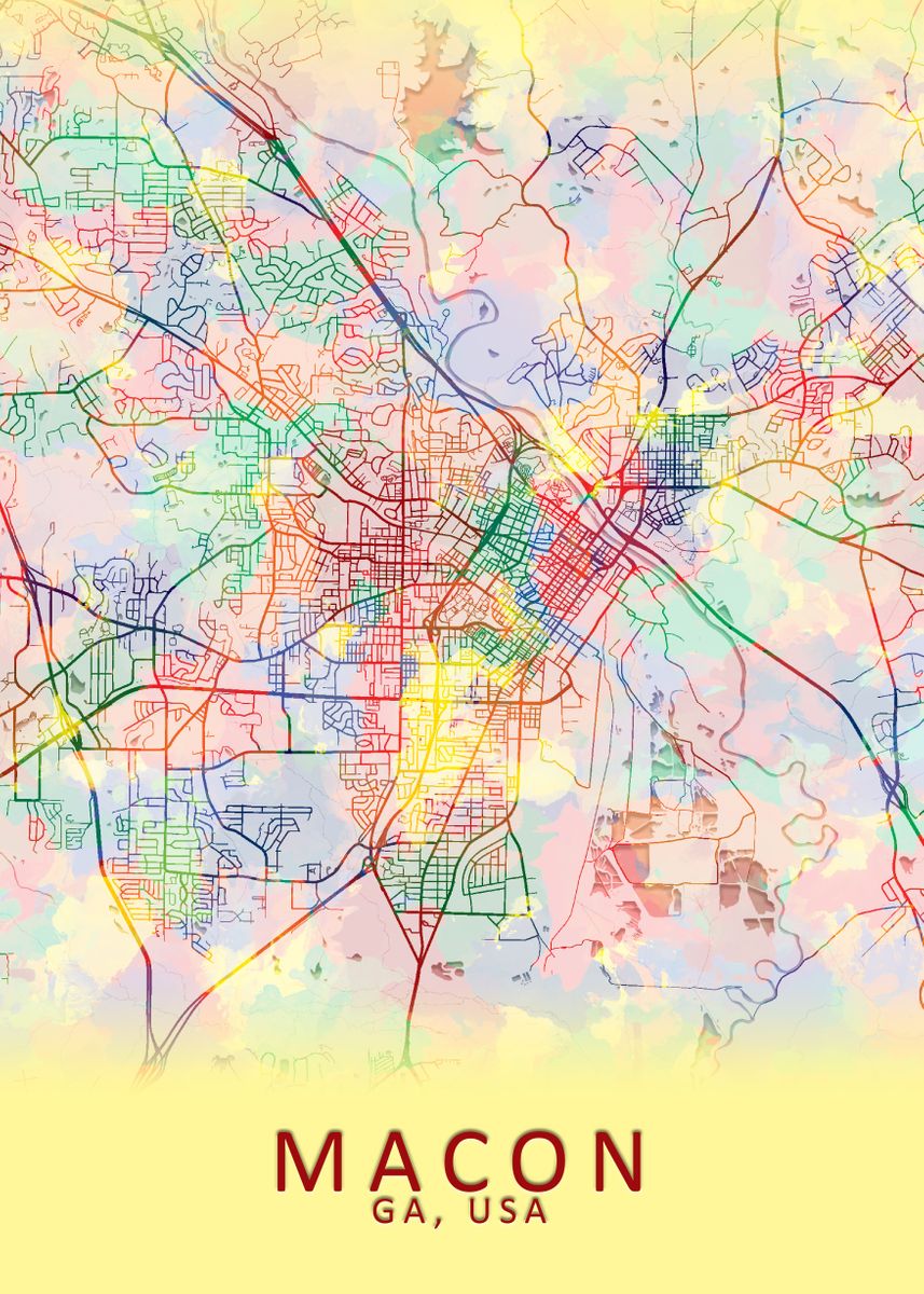 'Macon GA USA City Map' Poster by City Map Art Prints | Displate