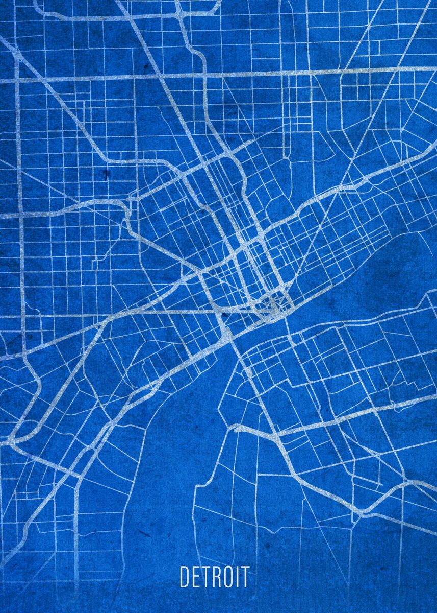 'Detroit City Street Map' Poster, picture, metal print, paint by Design ...