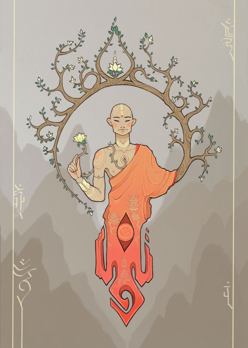 'Inner monk ' Poster, picture, metal print, paint by M e s s y | Displate